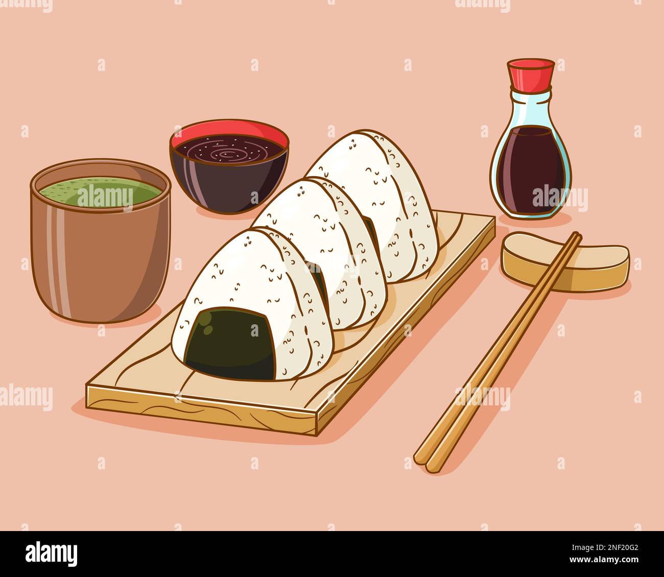 Hand drawn onigiri cartoon illustration Stock Vector Image & Art - Alamy
