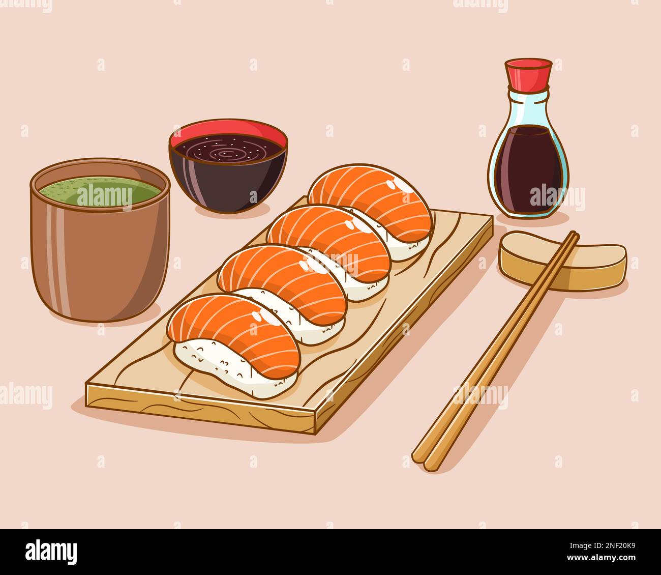 Hand drawn sushi cartoon illustration Stock Vector Image & Art - Alamy