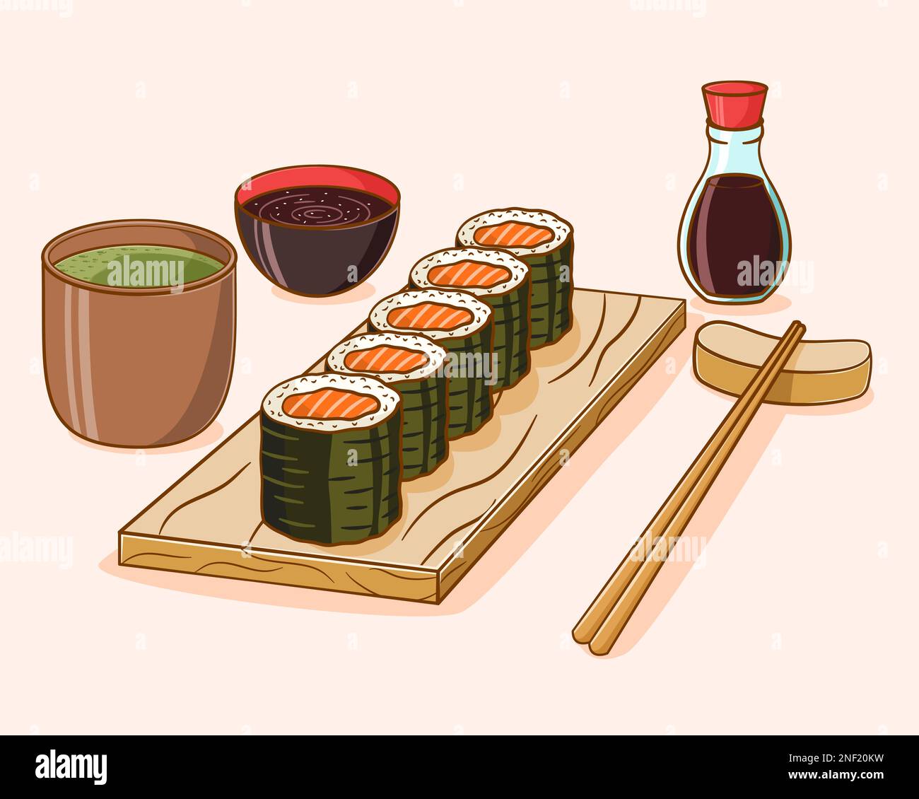 Hand drawn sushi cartoon illustration Stock Vector Image & Art - Alamy