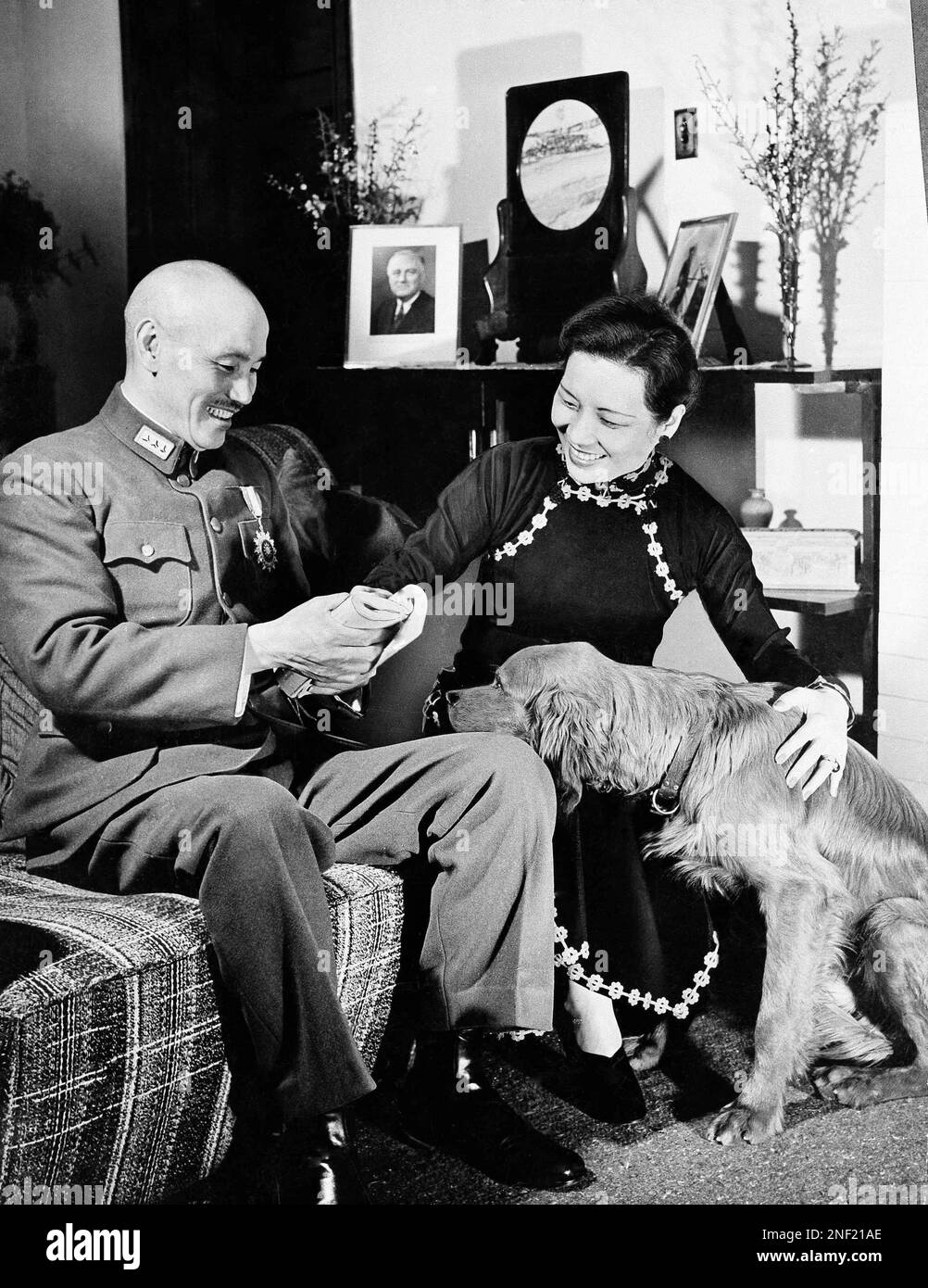 Chiang Kai-Shek and his wife Soong Mei-ling are shown in this undated ...