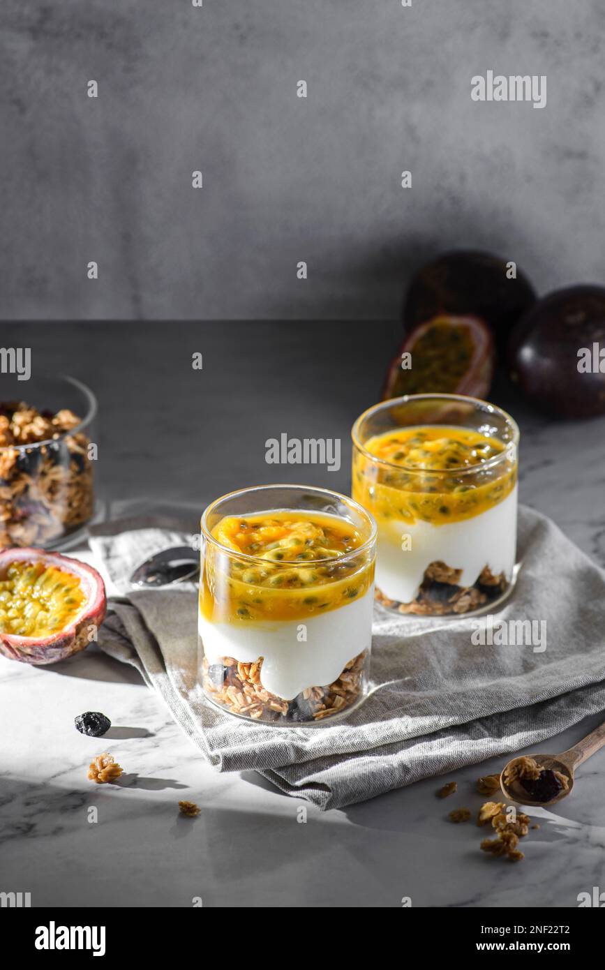 dessert with yogurt and passion fruit. dessert with yogurt and passion ...