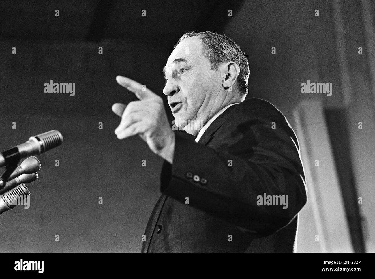 Attorney General William Saxbe holds his first news conference as ...