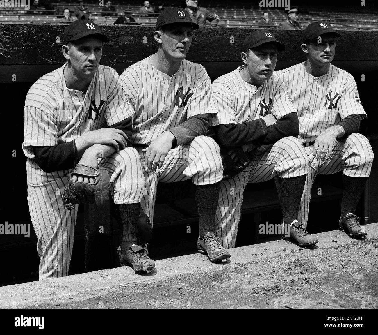 The New York Yankees infield, from left to right: second baseman Joe ...