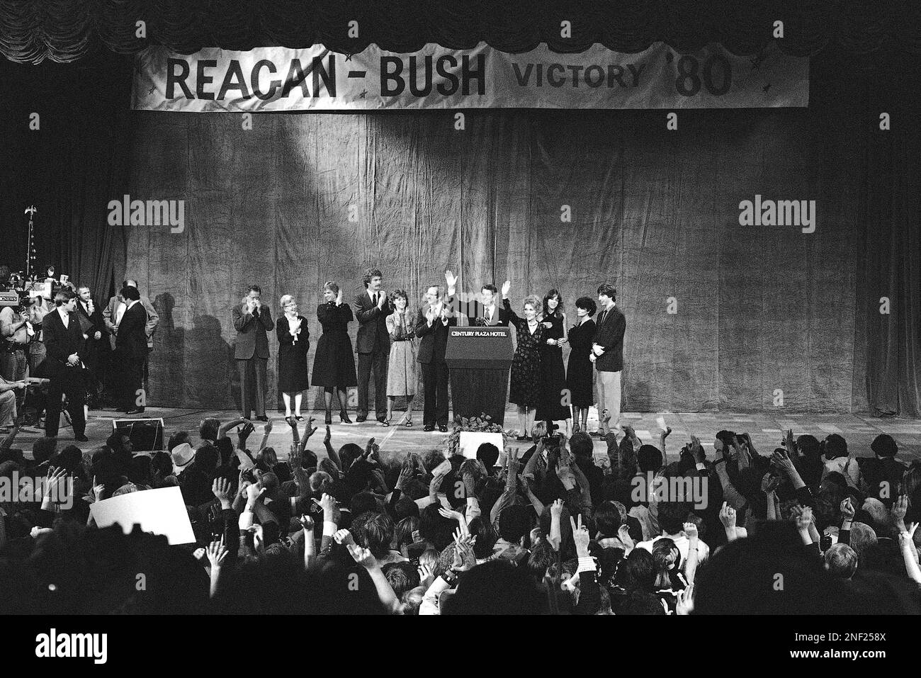 President elect Ronald Reagan, his wife Nancy and their family exchange ...