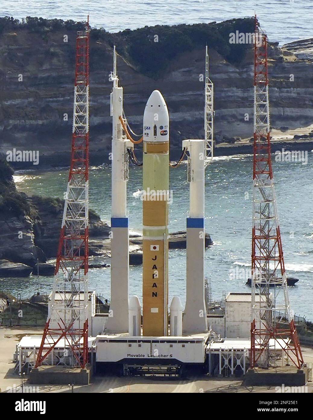 An H3 rocket sits on the launch pad after a planned launch at Tanegashima Space Center in ...
