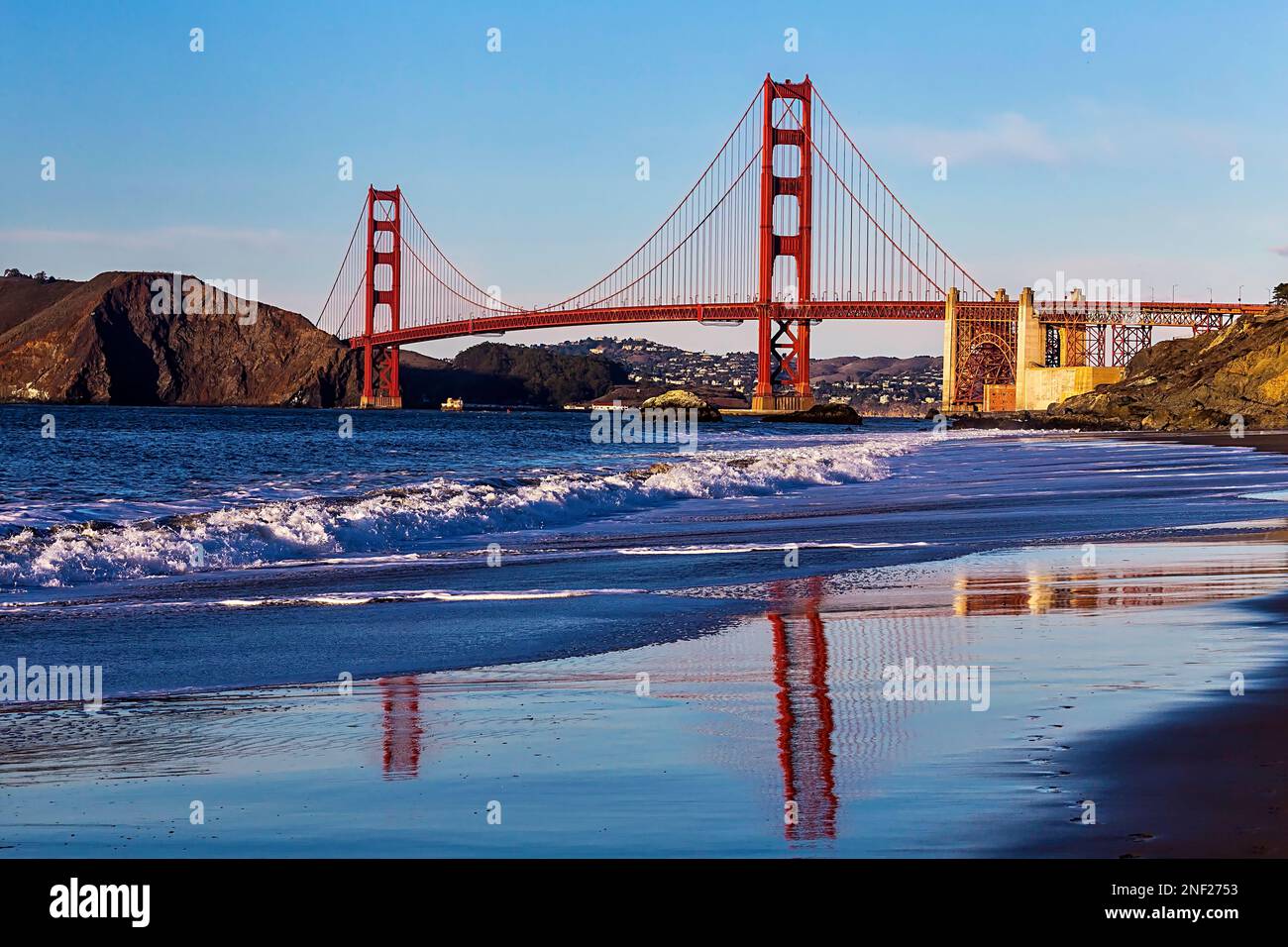 The Beautiful Golden Gate Bridge Looking Into The Bay From The Ocean ...