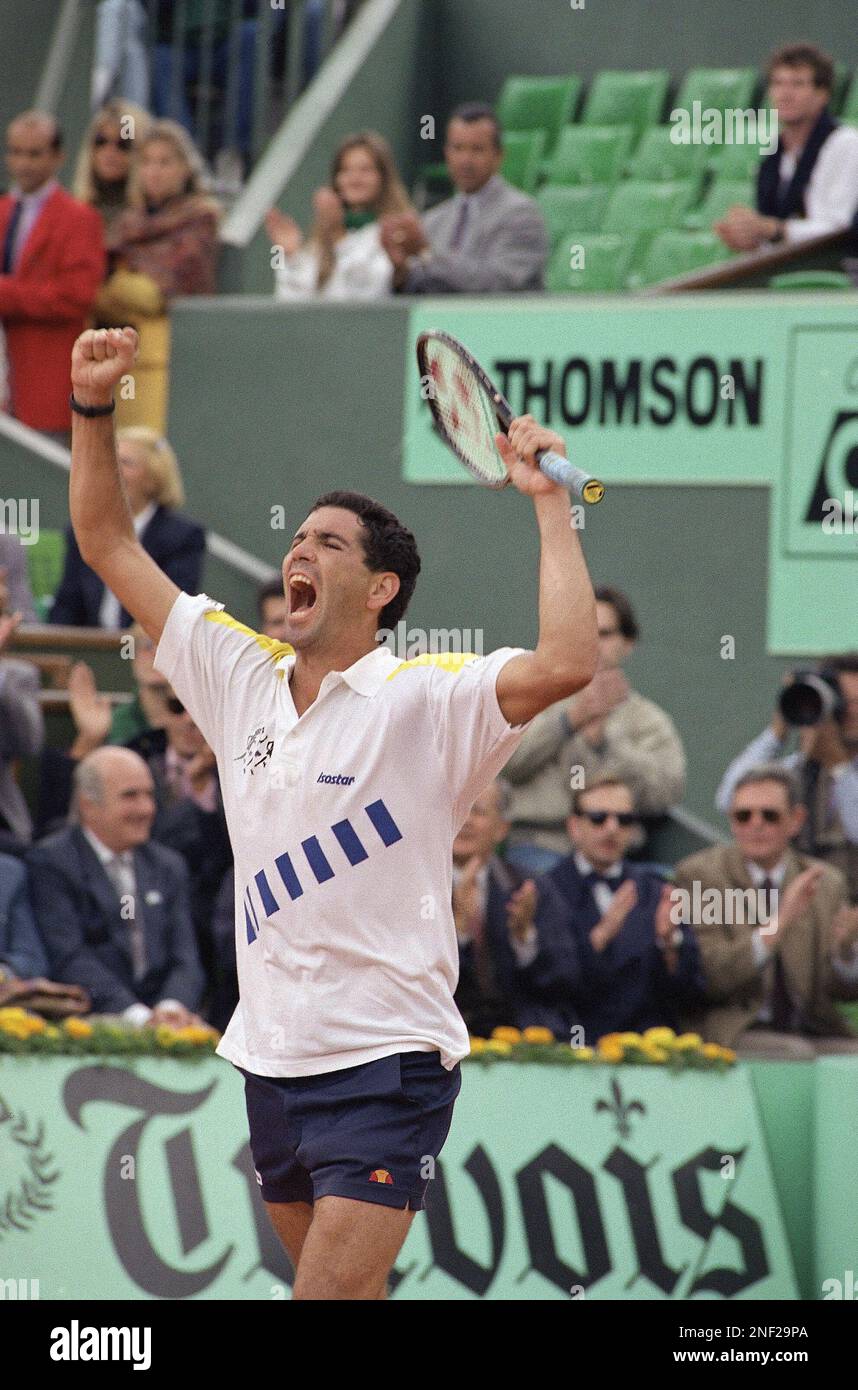 Ecuador Andres Gomez jubilates after he defeated Austria’s Thomas ...