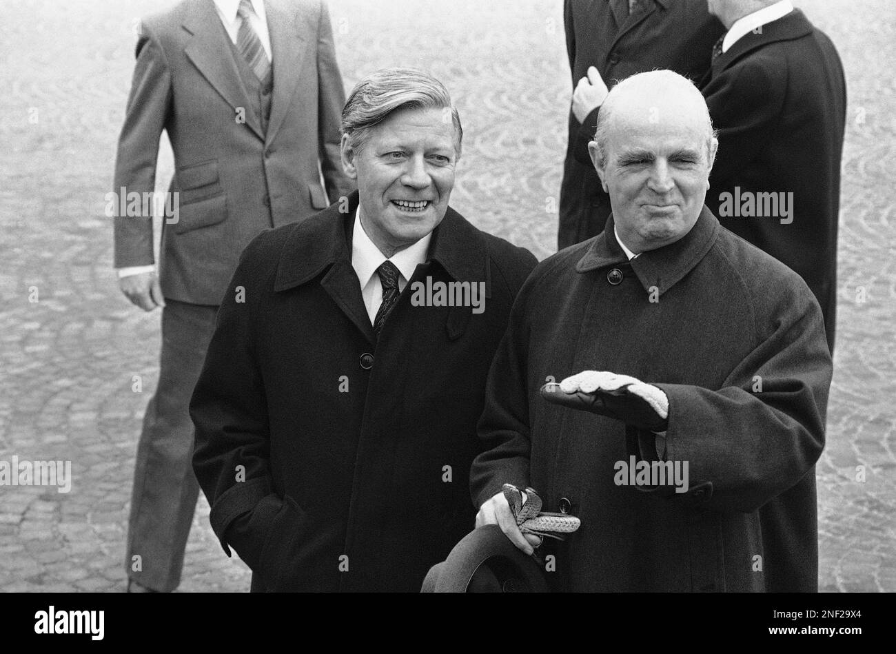 West German Chancellor Helmut Schmidt (l) and Greek Premier Constantine ...