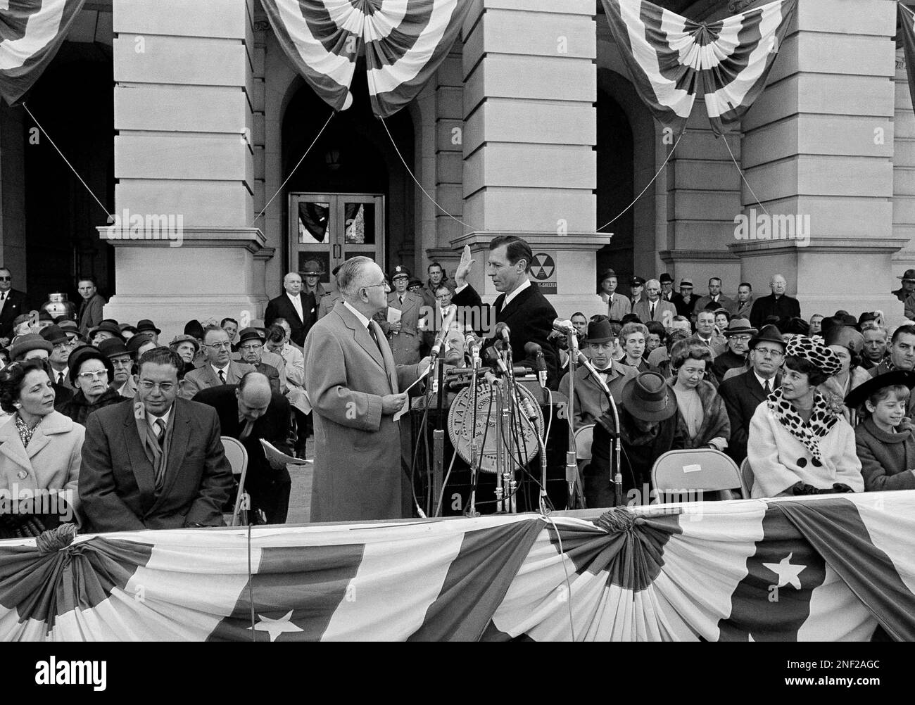 Incoming Georgia Gov. Carl Sanders takes the oath from Justice Joseph D ...