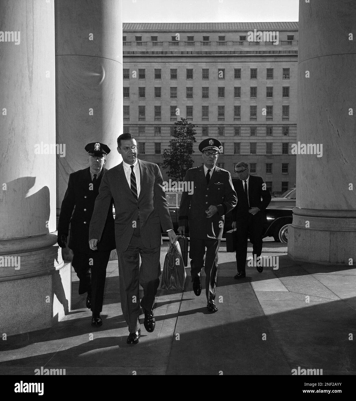 Secretary of Defense Robert McNamara, left, and Gen. Earle Wheeler ...