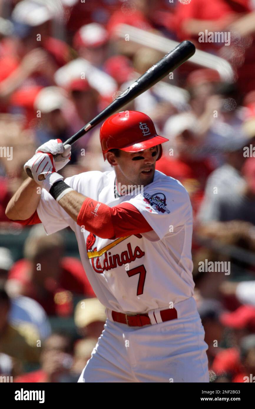 St. Louis Cardinals' Mark DeRosa bats during a baseball game against ...
