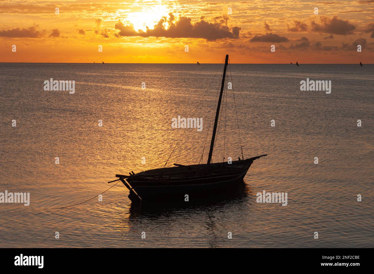 Early morning, Mocimboa da Praia, Mozambique - On the horizon dhows ...