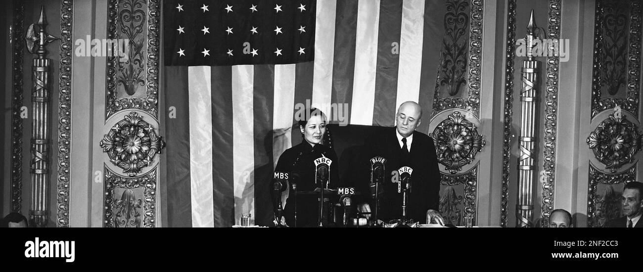 Silk-clad, petite Mme. Chiang Kai-Shek, Chinese first lady also known ...