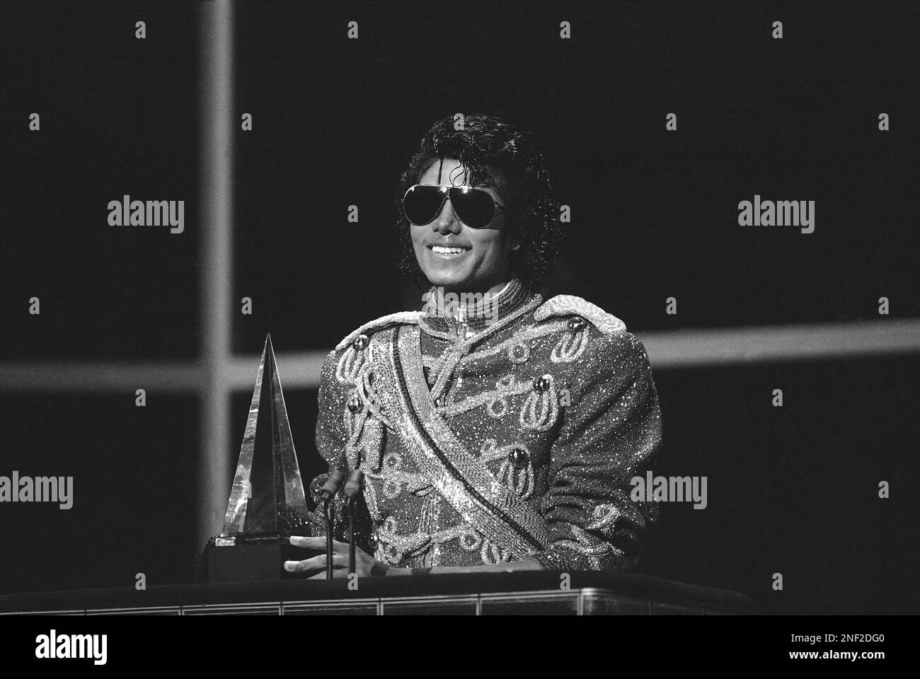 Michael Jackson receives an award at the American Music Awards in Los ...