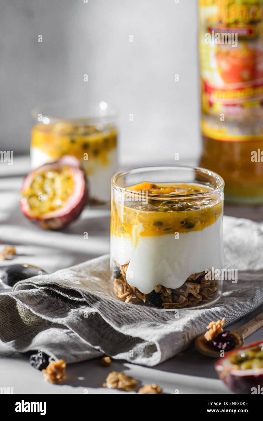 dessert with yogurt and passion fruit. dessert with yogurt and passion ...