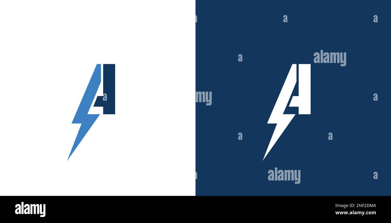 Modern and strong letter A initial lightning logo design Stock Vector ...