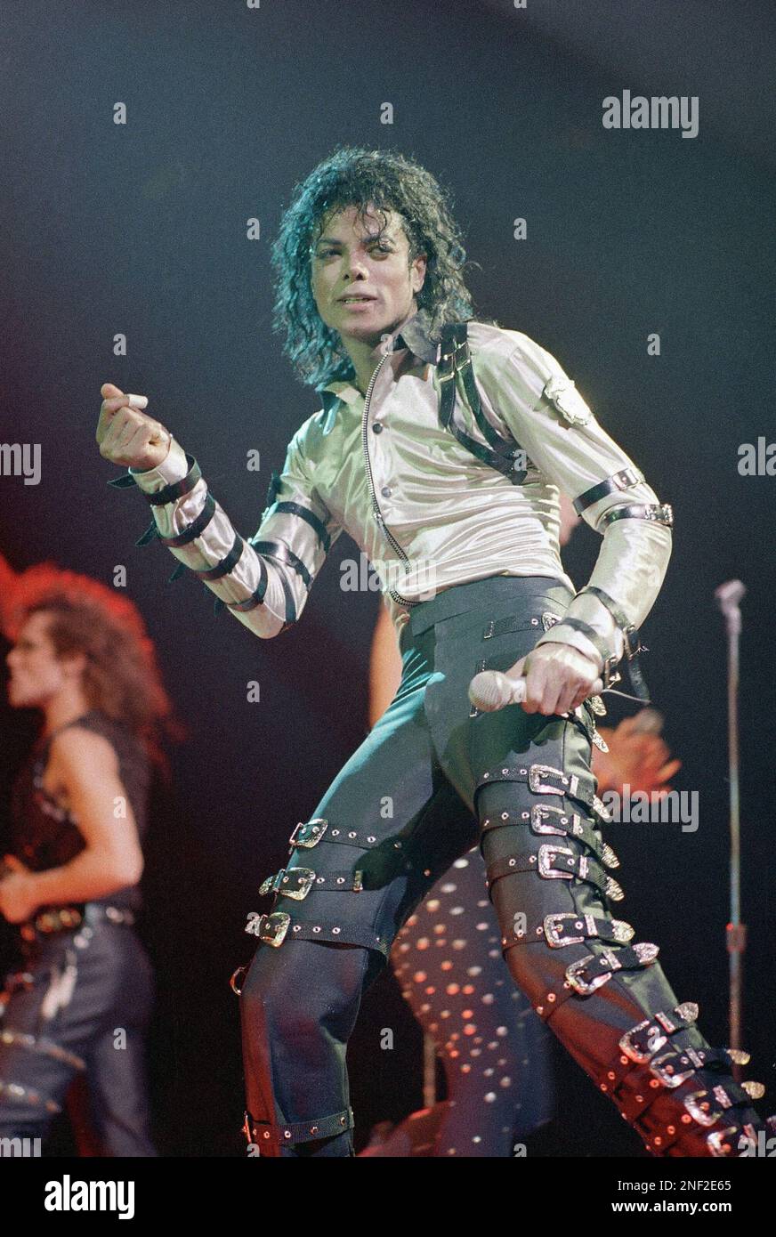 Michael Jackson strikes a pose during his performance at New York's ...