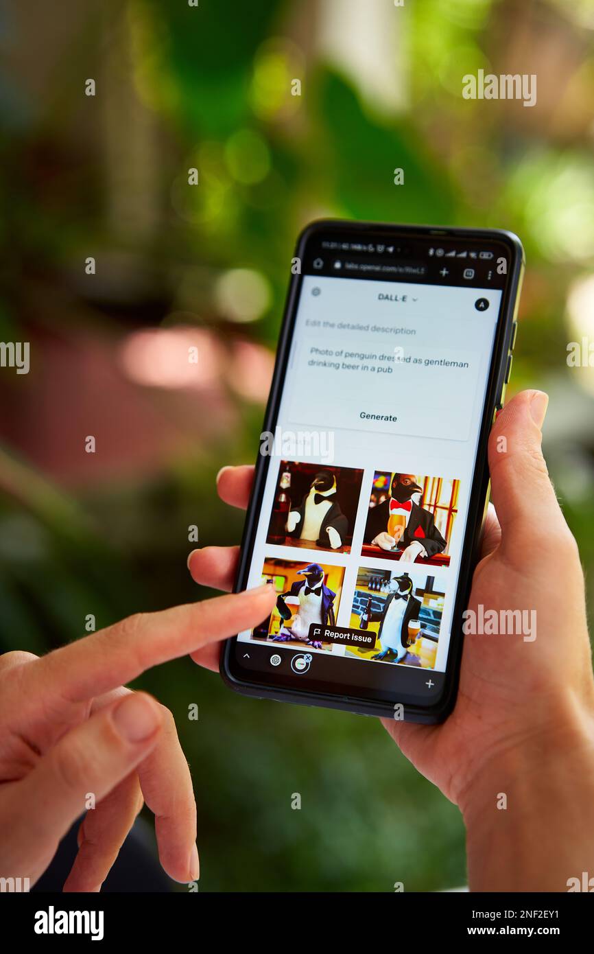 February 5, 2023, Mirissa, Sri Lanka. Using OpenAI DALL-E on phone ...