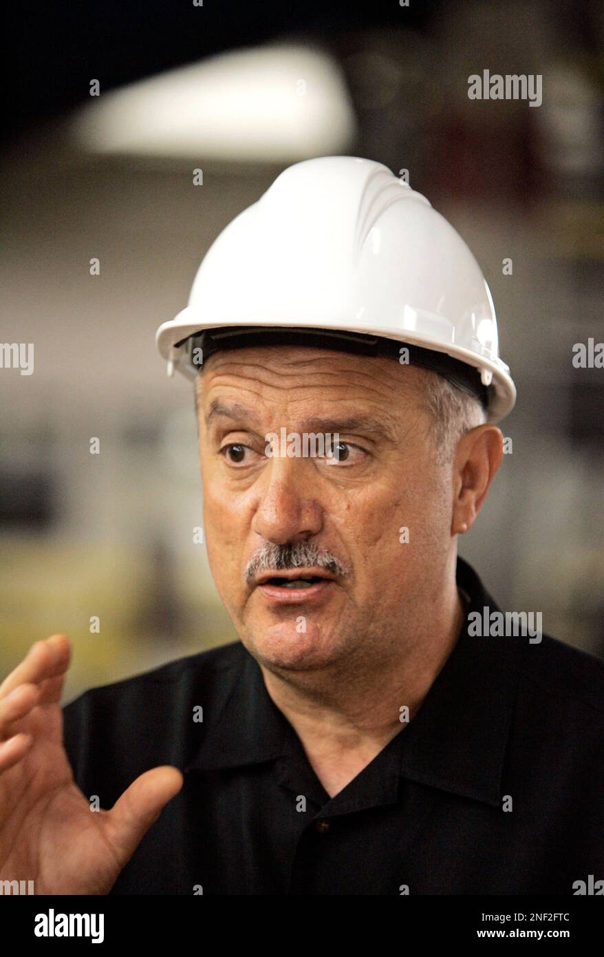 Jim Graham, UAW 1112 president, speaks to the media during a tour of ...