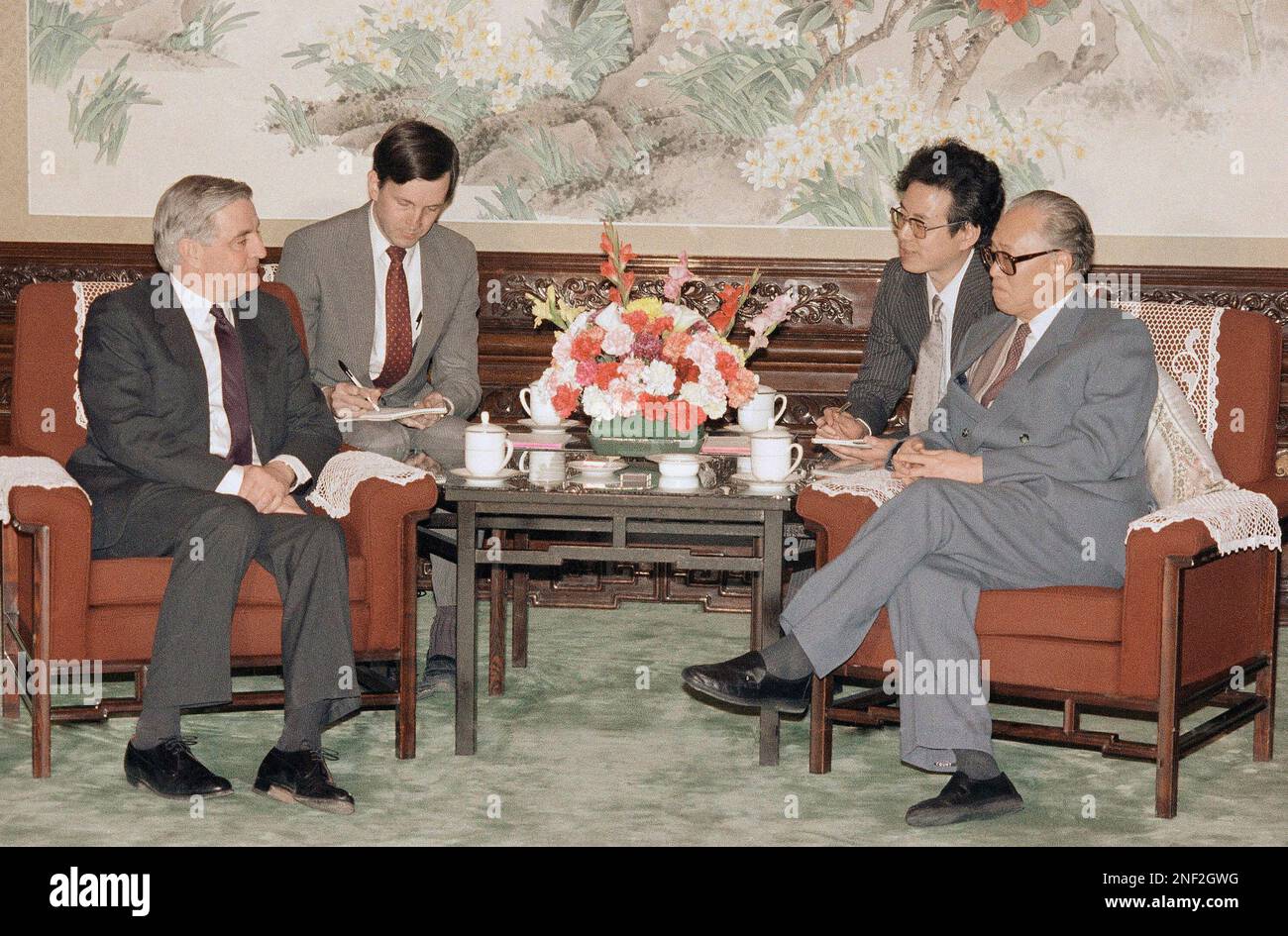 Former U.S. Vice President Walter Mondale, left, on a private business ...