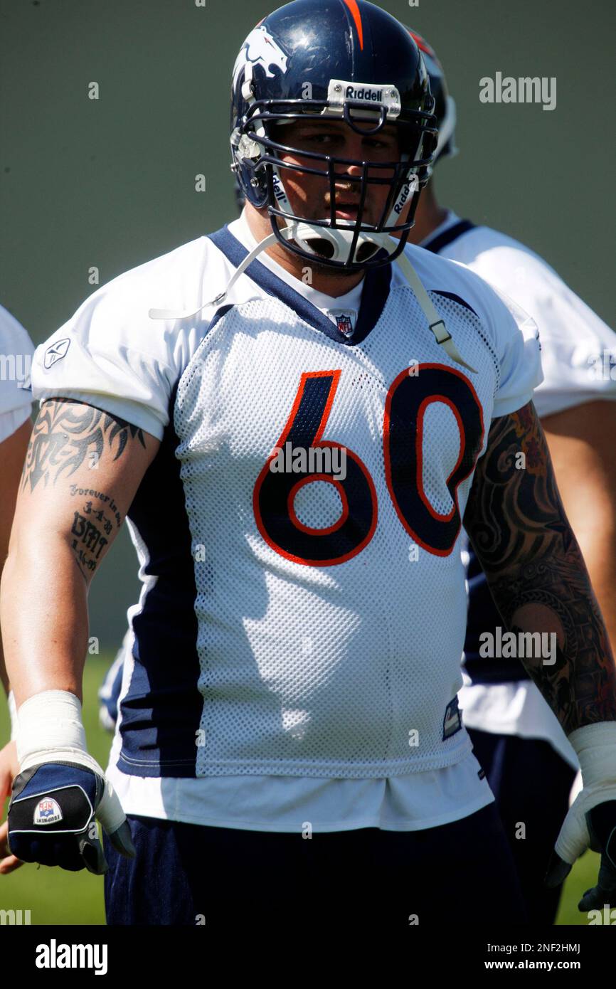 Denver Broncos offensive guard Matt McChesney takes part in drills ...