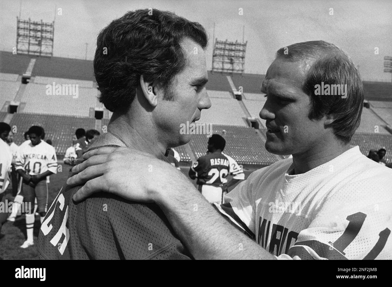 Quarterbacks Roger Staubach, left, of the Dallas Cowboys and Terry ...