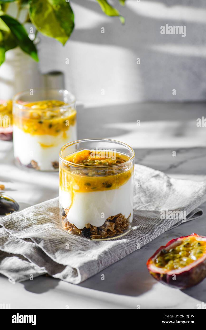 dessert with yogurt and passion fruit. dessert with yogurt and passion ...