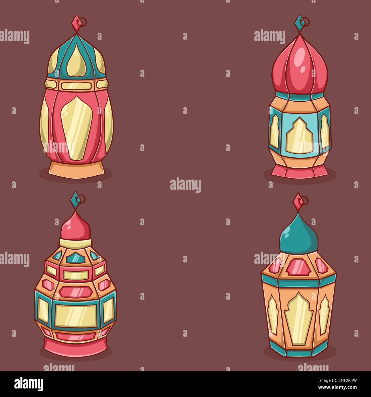 Set of arabic lanterns cartoon illustration Stock Vector Image & Art ...