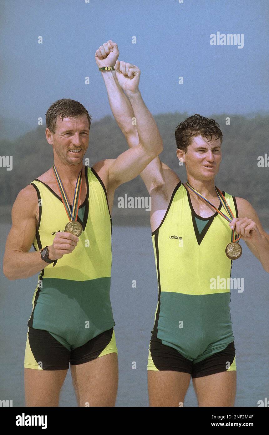Australia double sculls duo, Peter Antonie, left, and Stephen Hawkins ...