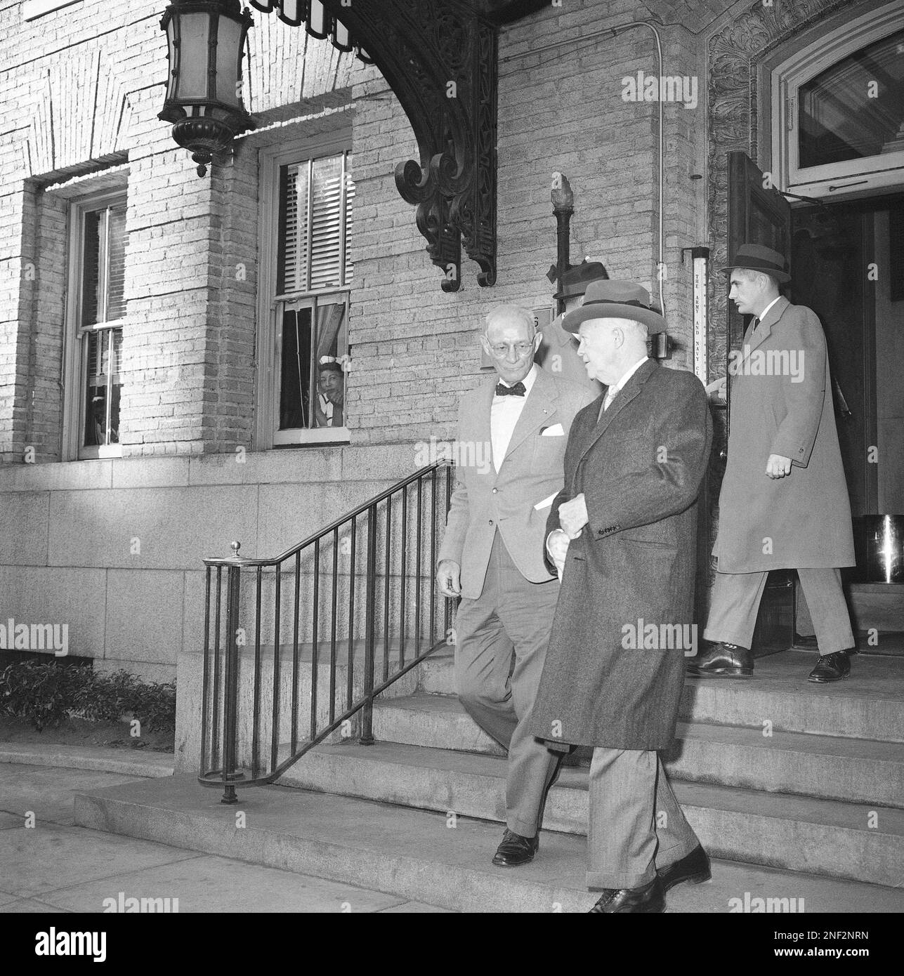 President Dwight Eisenhower, right, leaves the Army-Navy Club with Gen ...