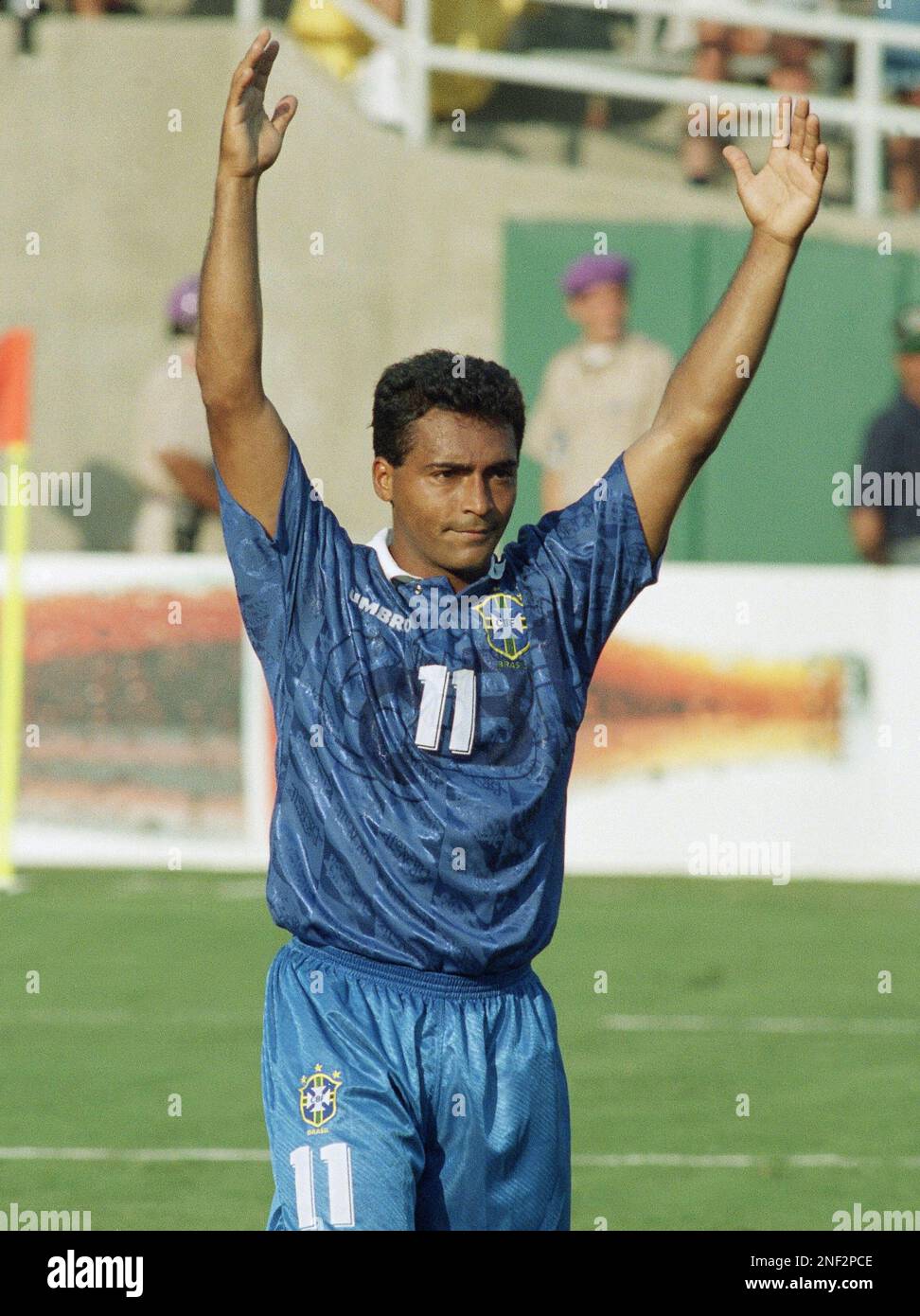 Brazil's Romario celebrates following his match-winning goal against ...