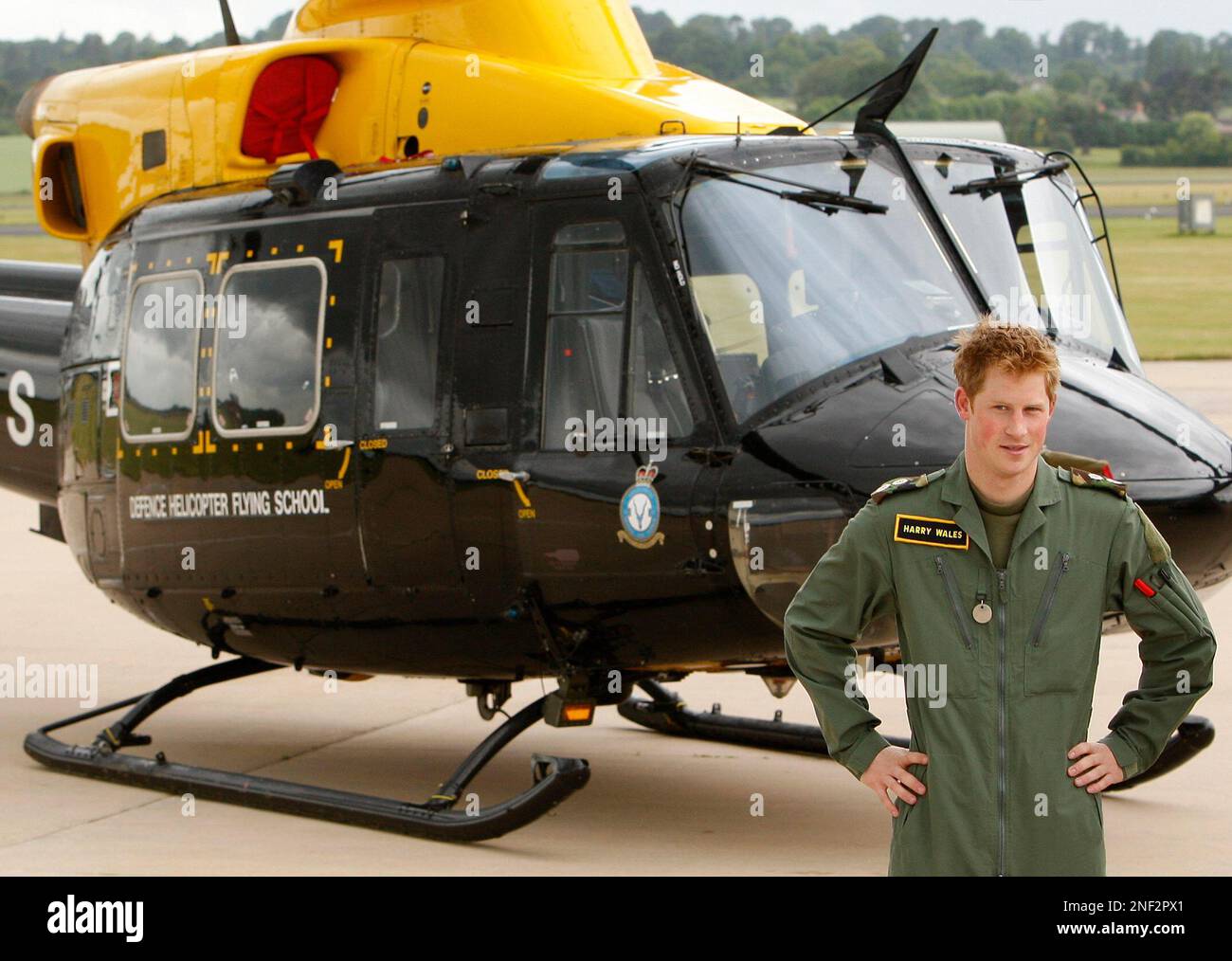 Britain's Prince Harry during a photo call at RAF Shawbury, Shropshire ...