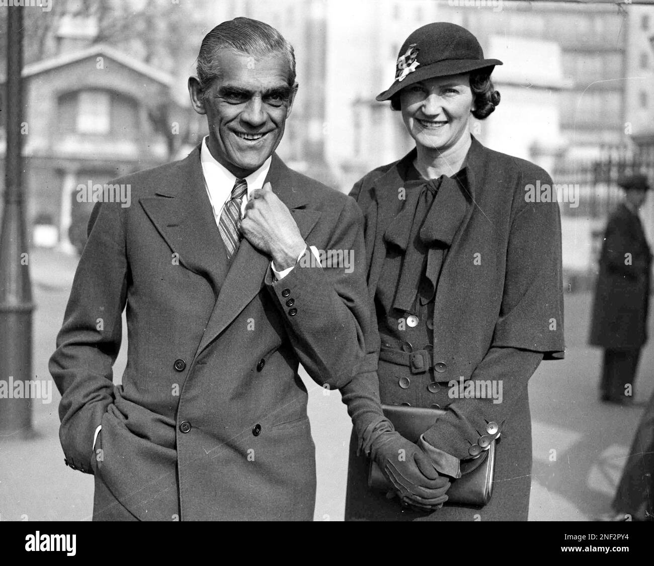 British actor Boris Karloff with his wife Dorothy during a visit to ...
