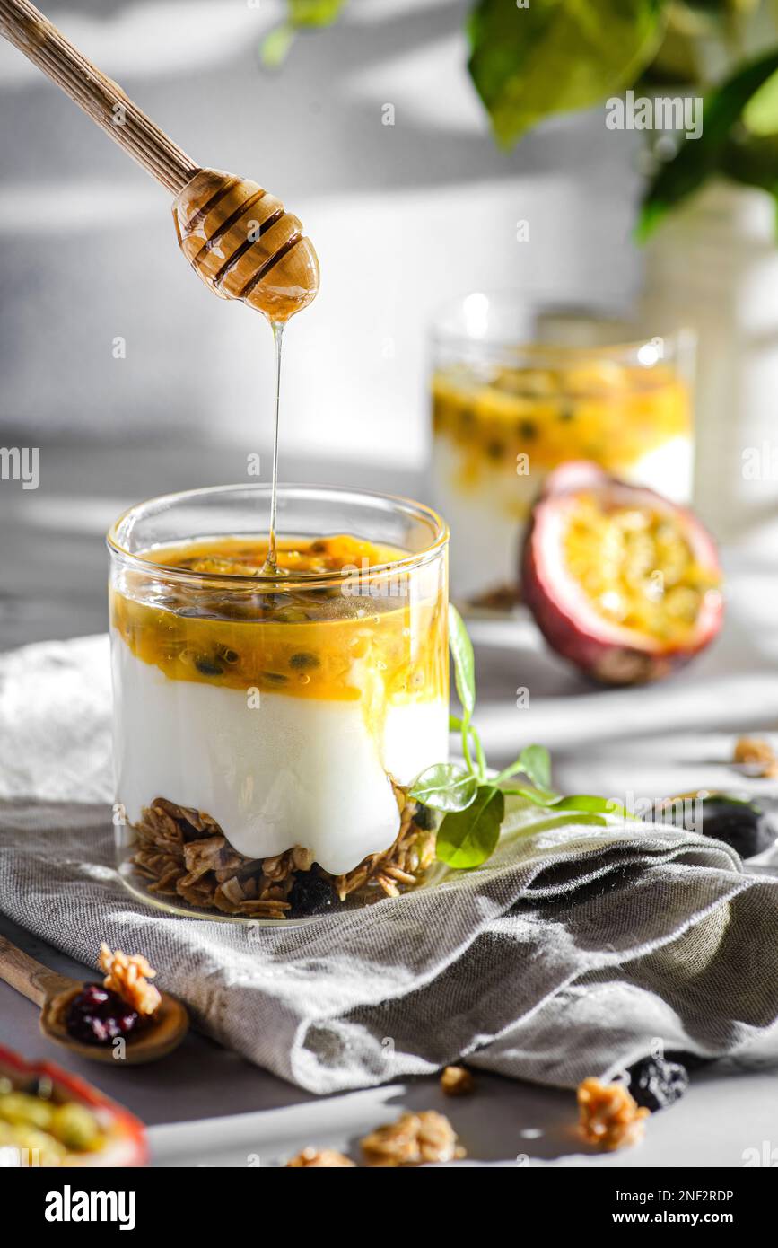 dessert with yogurt and passion fruit. dessert with yogurt and passion ...