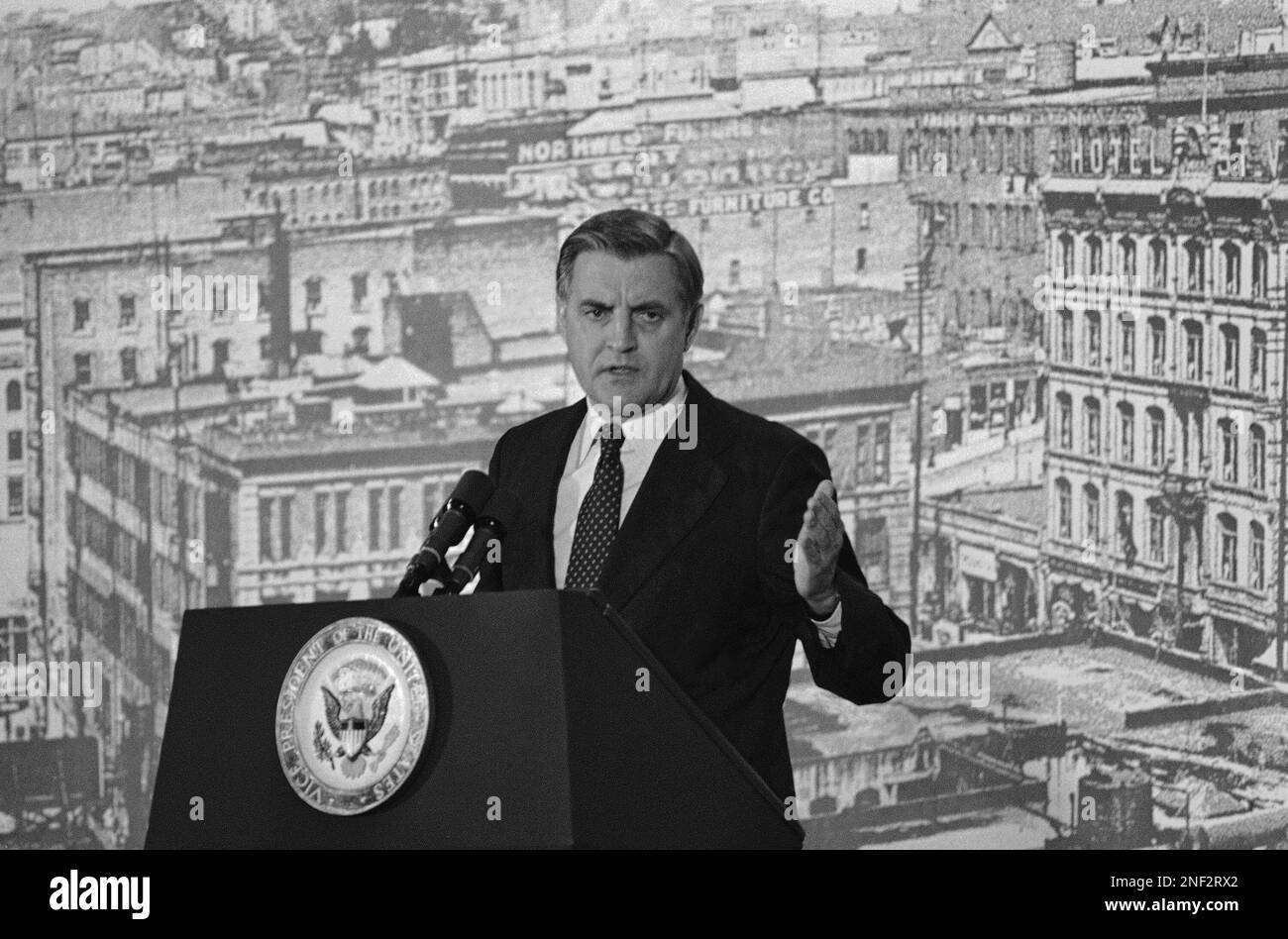 Vice President Walter Mondale speaks on behalf of President Jimmy ...