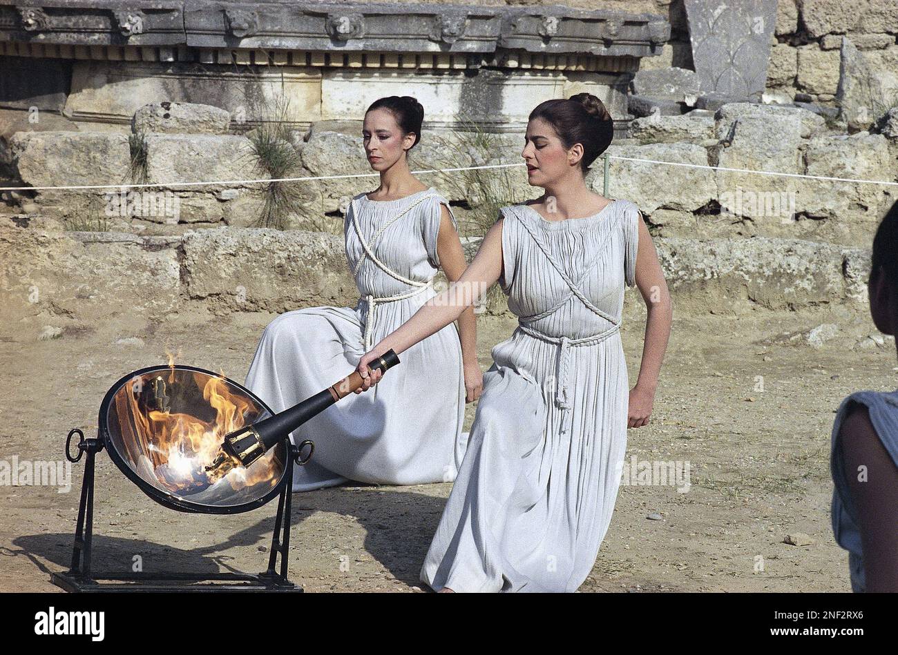 Maria Pambouki, 26, a Greek actress playing the role of a high ...