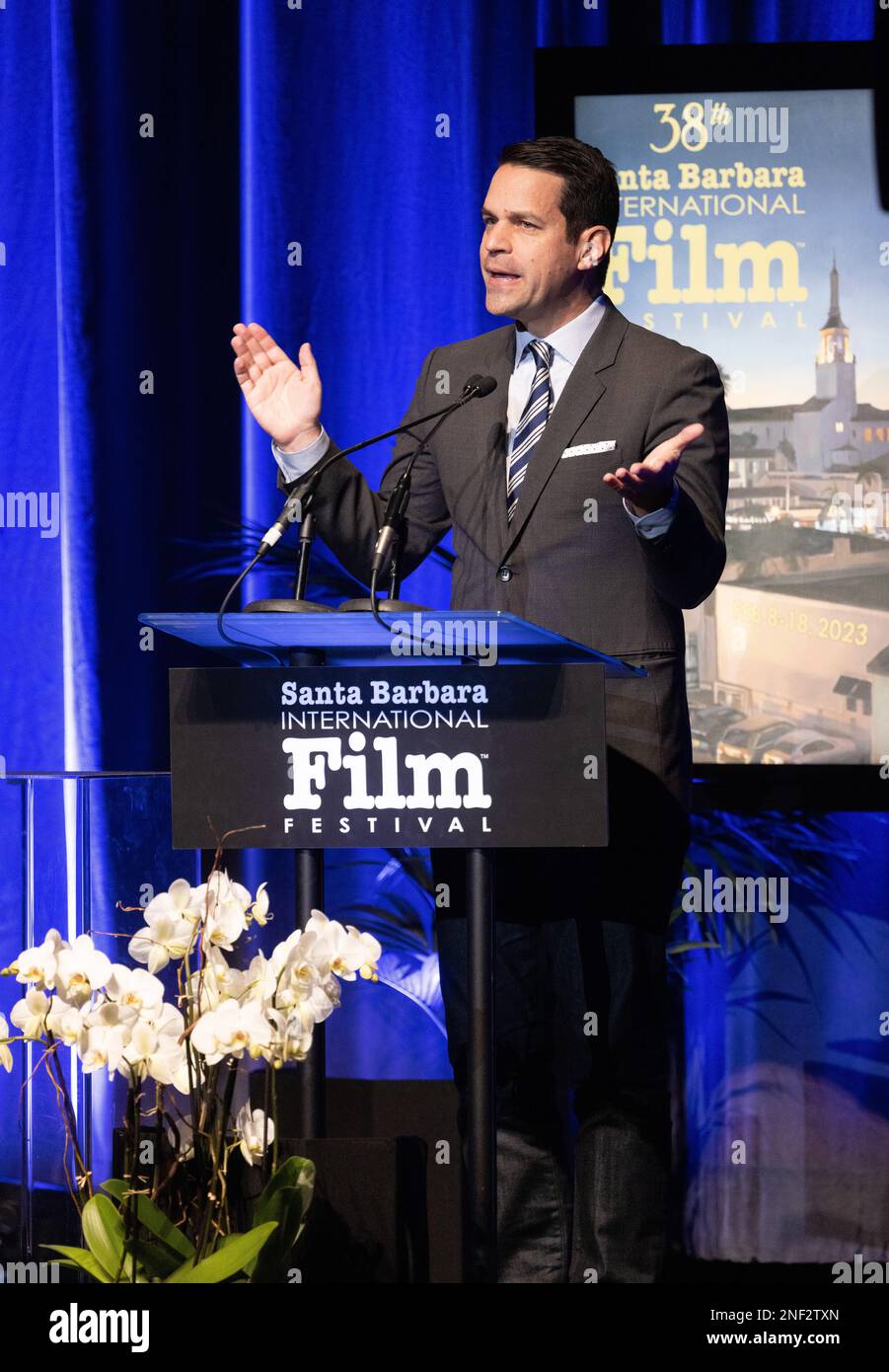 Moderator, Dave Karger at the 2023 Santa Barbara International Film ...