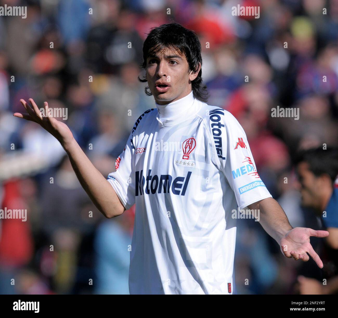 Huracan's Javier Pastore gestures, during an Argentina's first division ...