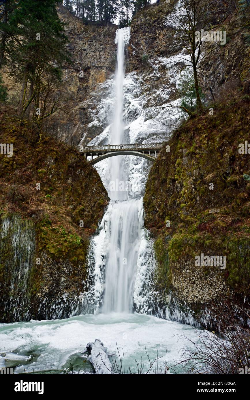 Frozen Multnomah Falls Desktop Wallpaper