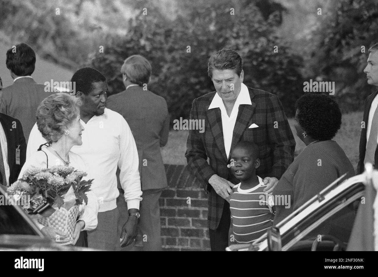 U.S. President Reagan meets with his seven year old pen pal Rudolph Lee ...