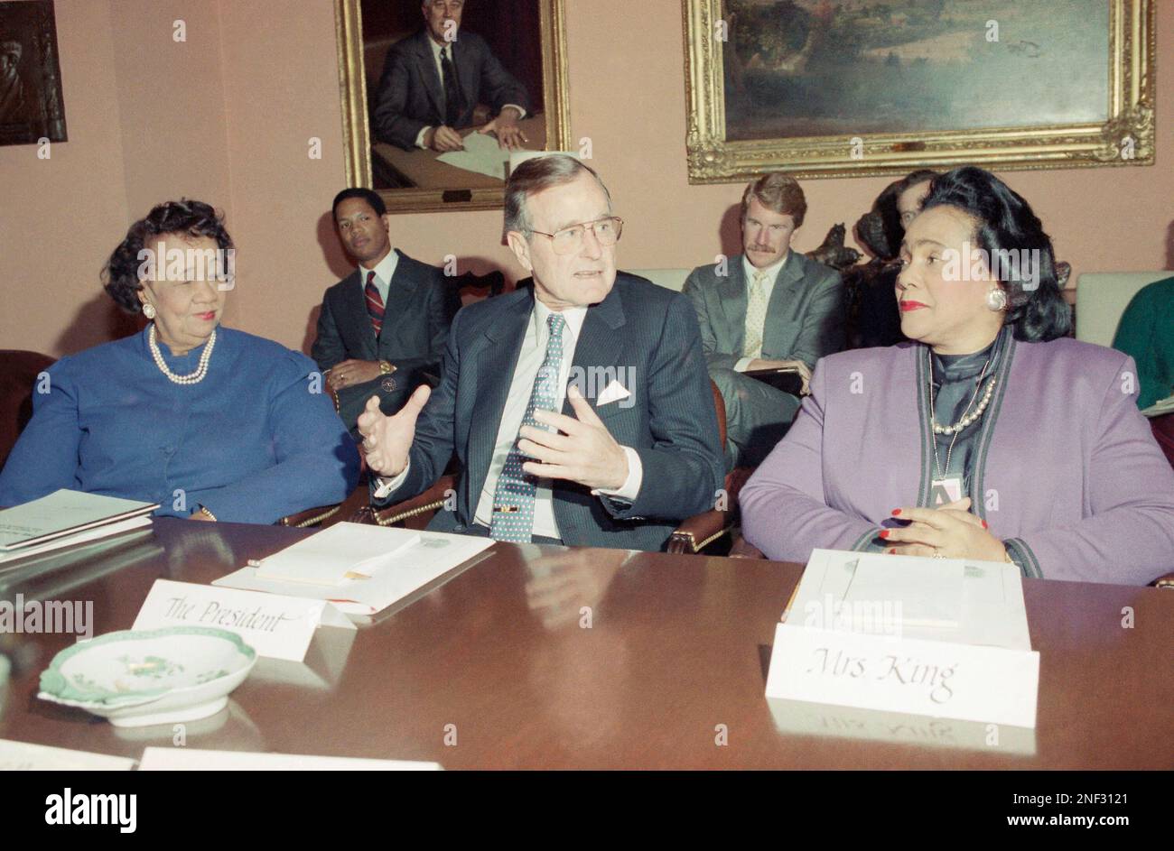 U.S. President George H. Bush meets Dr. Dorothy Height, left, of the ...