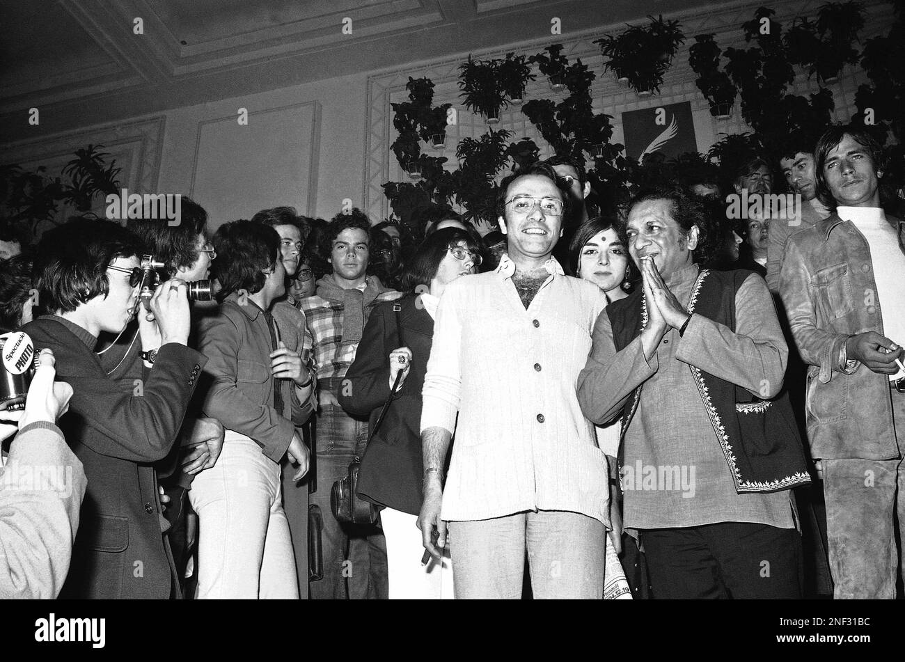 Indian sitar player Ravi Shankar leaves the festival palace after ...