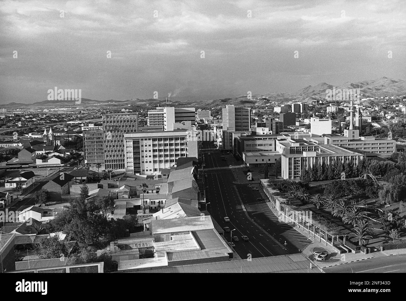 Windhoek, capital of Namibia, South West Africa. The view, shown ...