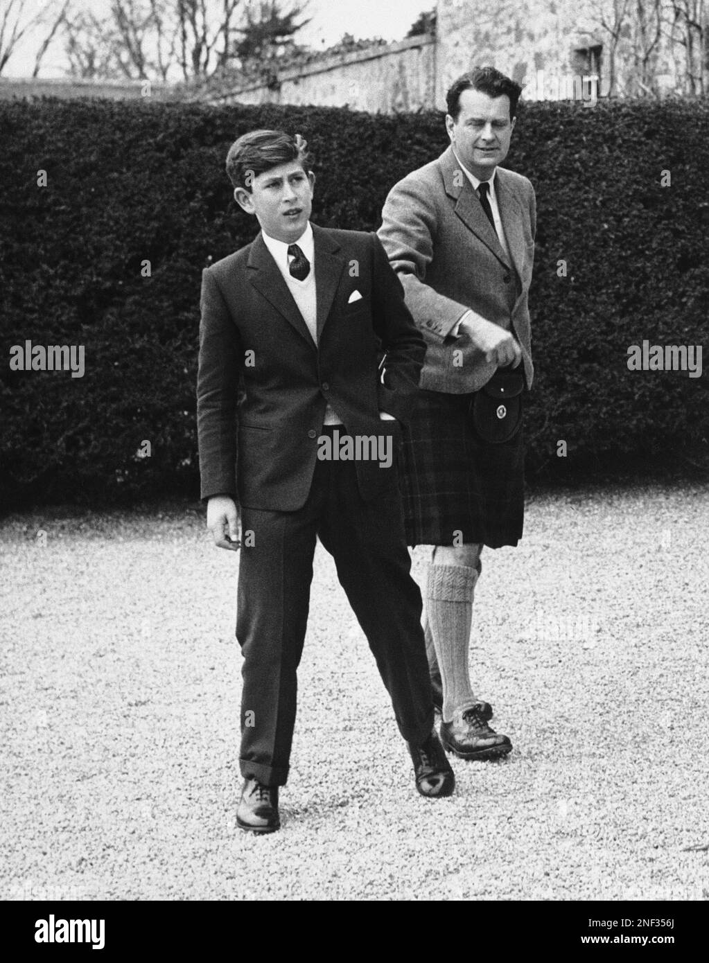 Prince Charles is shown around Gordonstoun, near Elgin, Scotland, by Mr ...