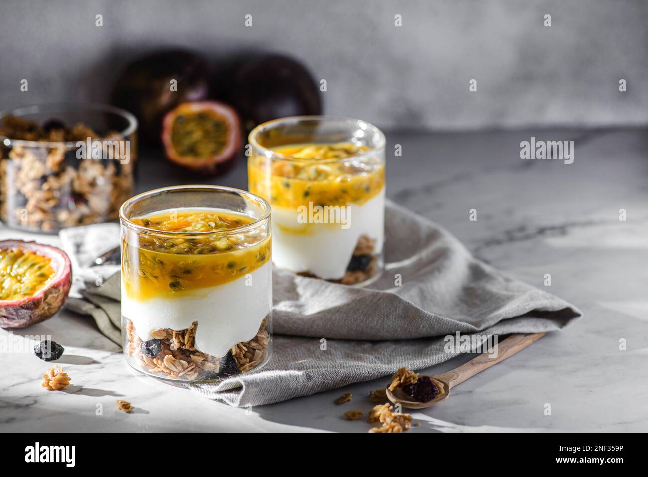 dessert with yogurt and passion fruit. dessert with yogurt and passion ...