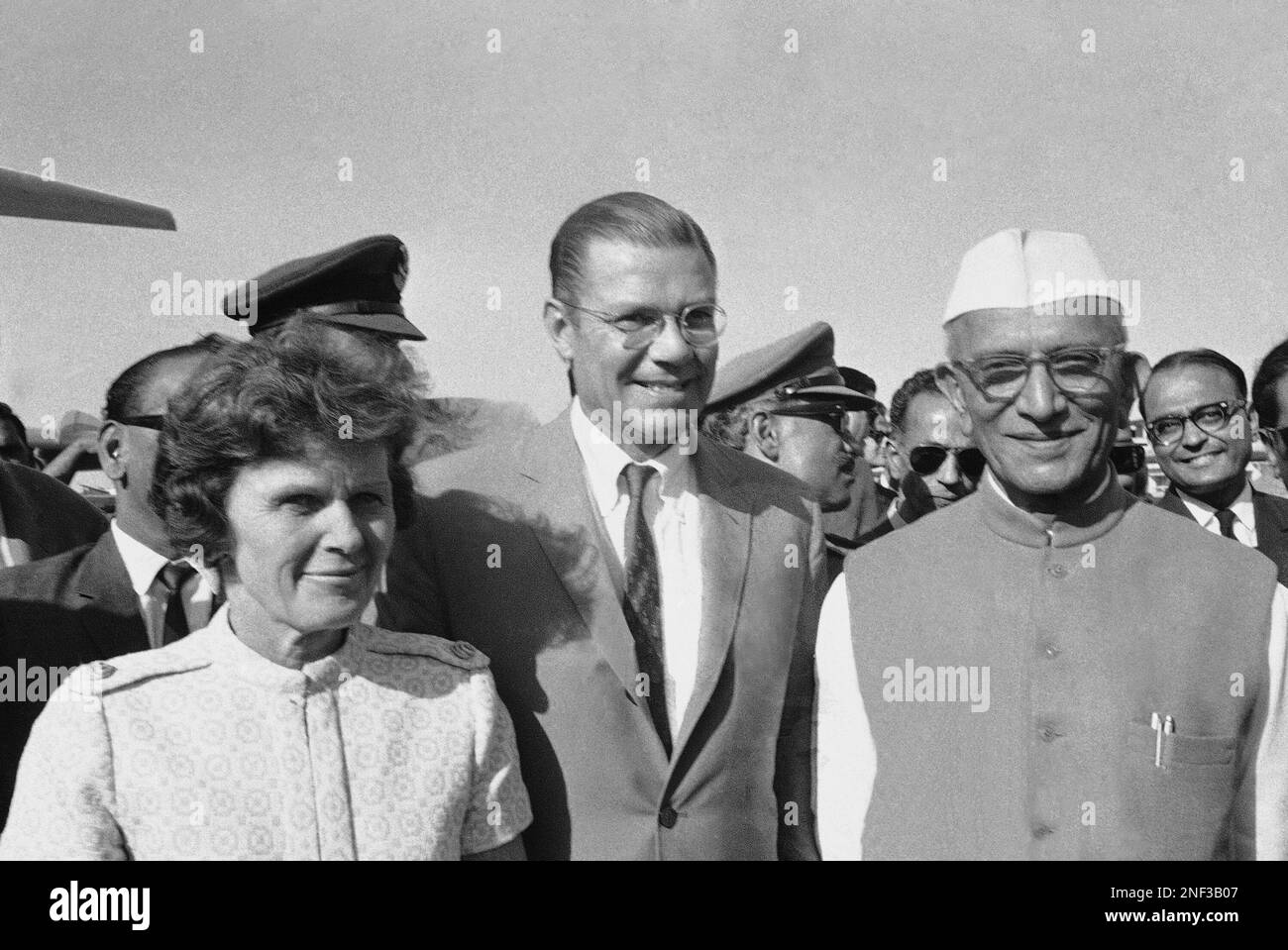World Bank President Robert McNamara, center, flew with Mrs. Margaret ...