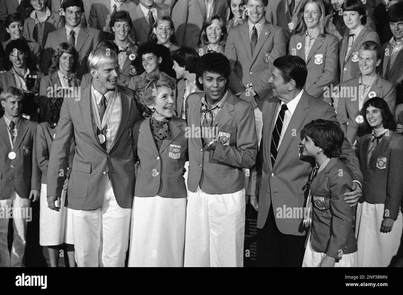 Cheryl Miller, center, member of the U.S. womens gold-medal basketball ...