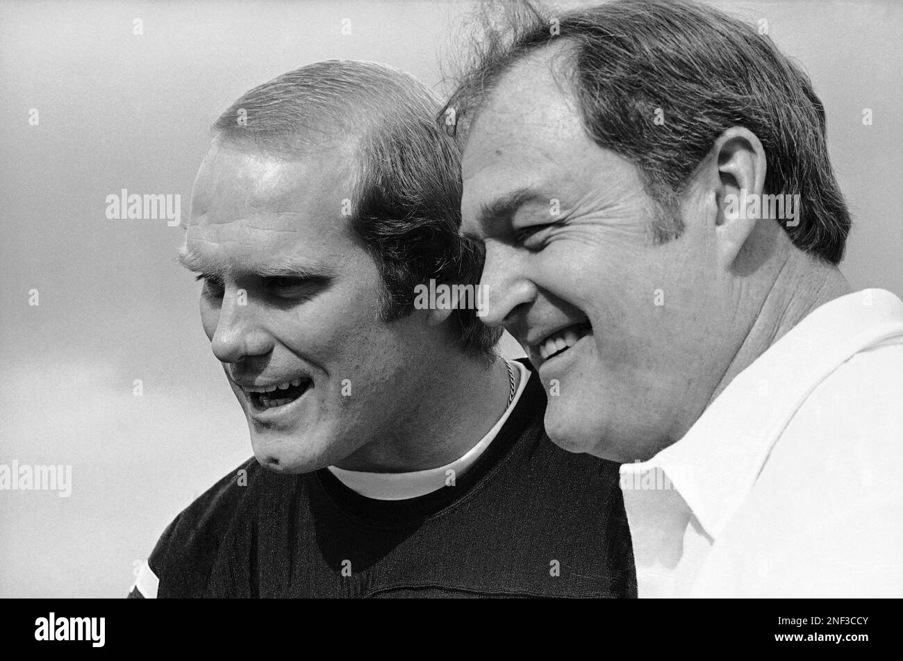 Pittsburgh Steelers quarterback Terry Bradshaw and coach Chuck Noll ...