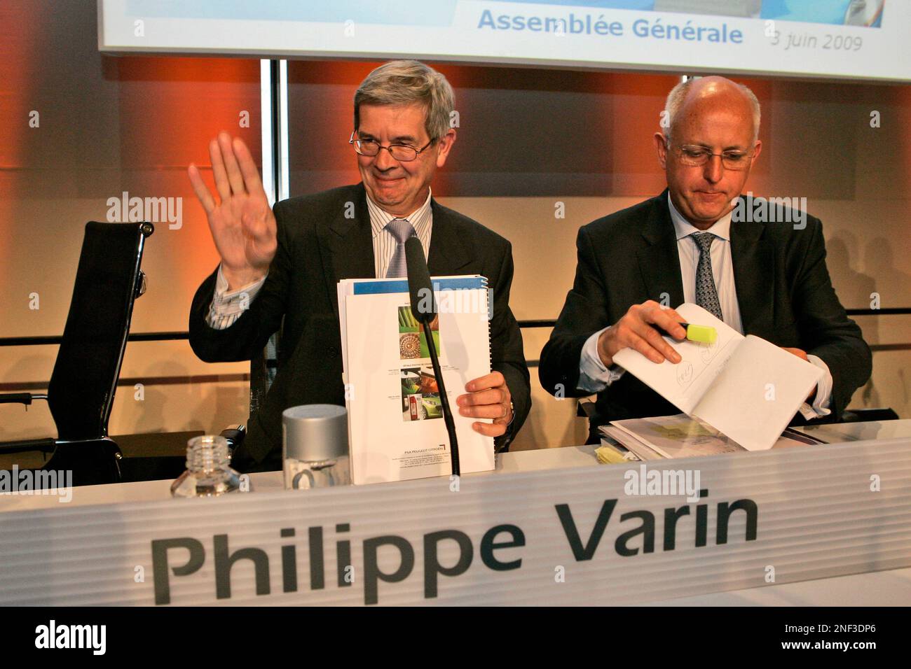 Newly appointed PSA Peugeot Citroen CEO, Philippe Varin, left, and ...