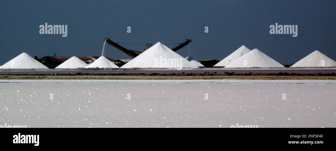 The Cargill Salt facility on the Caribbean Island of Bonaire is shown ...